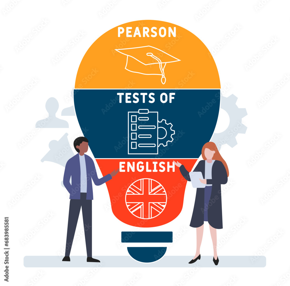PTE - pearson tests of English acronym. business concept background ...