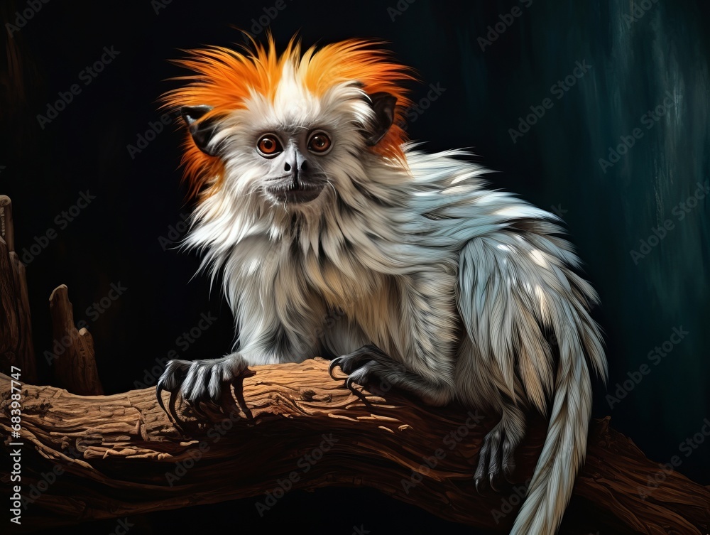 Captivating Glimpse of a Petite Monochrome Monkey at Rest Generative AI ...