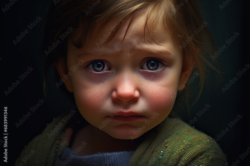 Orphan child. Abandoned street children, homeless, orphans. Lonely and ...