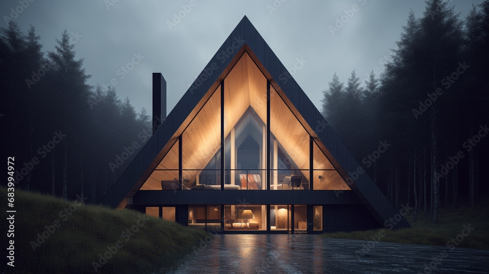 New modern house. new construction. Creative structure. Future ...