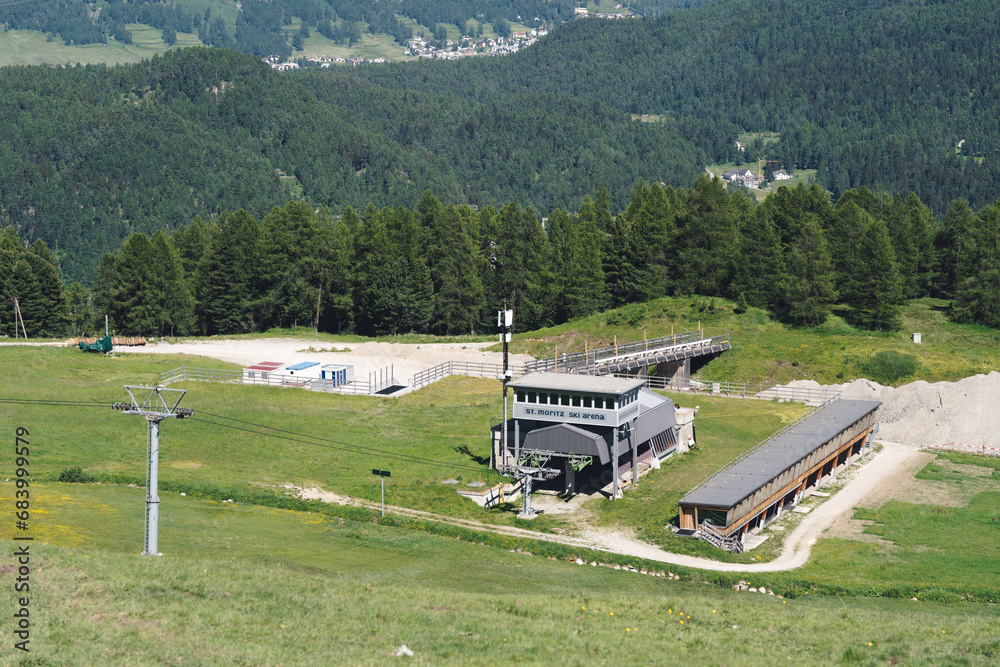 Switzerland, St.Moritz - June 6, 2023: The ski area near St Moritz in ...
