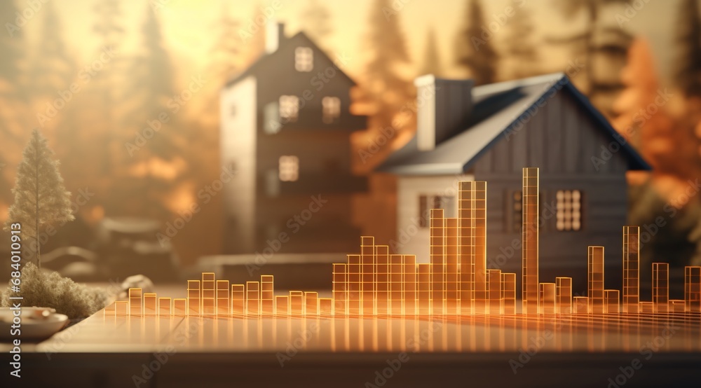 House with graph chart. Concept of investment growth, Real estate ...