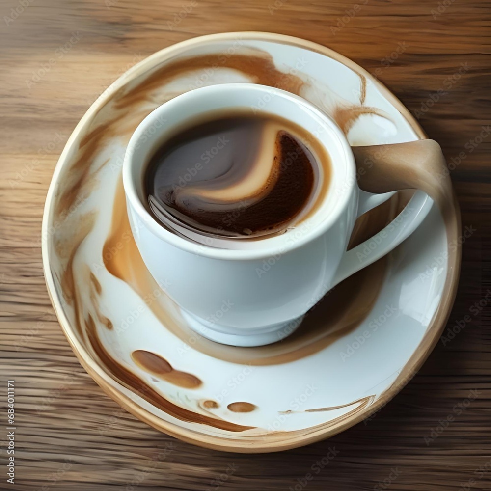 Une tasse de café élégante repose sur une surface lisse, arborant un ...