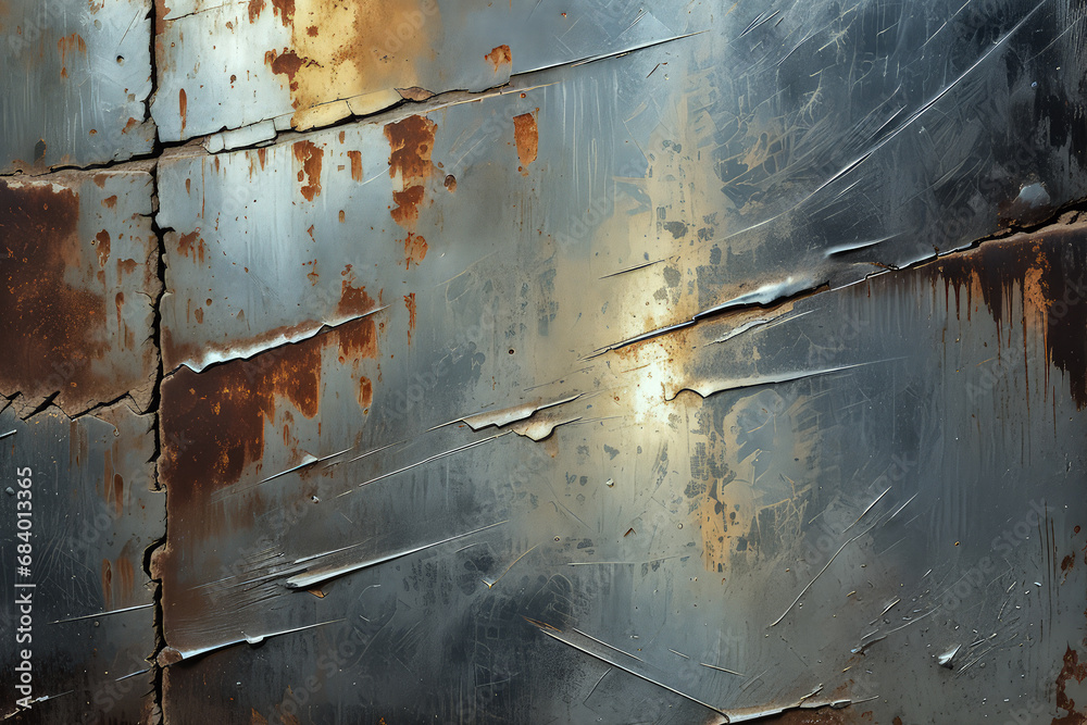 Foto de Solid damaged metal texture with scratches, cracks and ...
