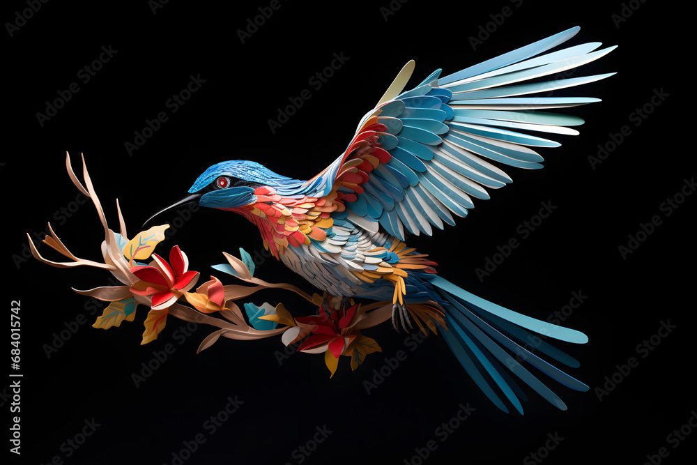 A collection of papercraft birds in flight, capturing their graceful ...