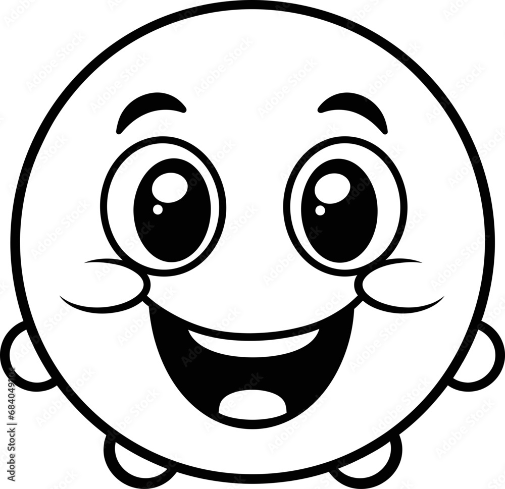 Cute emoji coloring page black and white Stock Vector | Adobe Stock