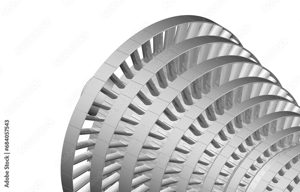 Steam turbine turbomachinery illustration showing a double-flow ...