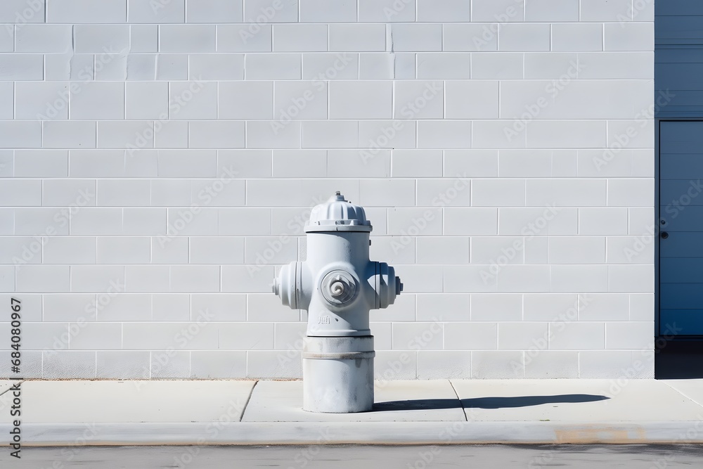 White Fire Hydrant Standing Tall Next to Brick Building on City Street ...