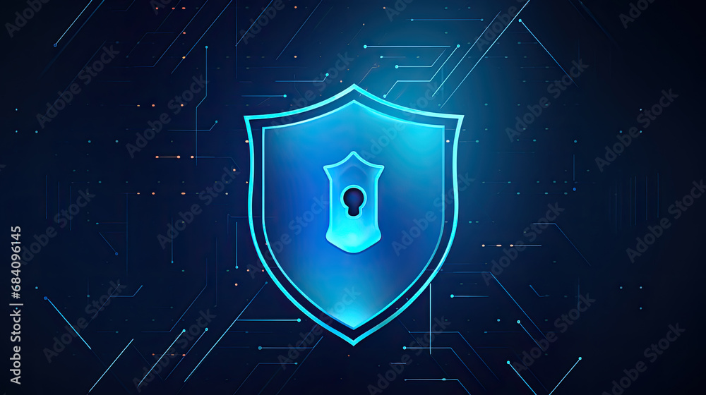 Futuristic cyber security shield guard blue abstract digital glowing ...