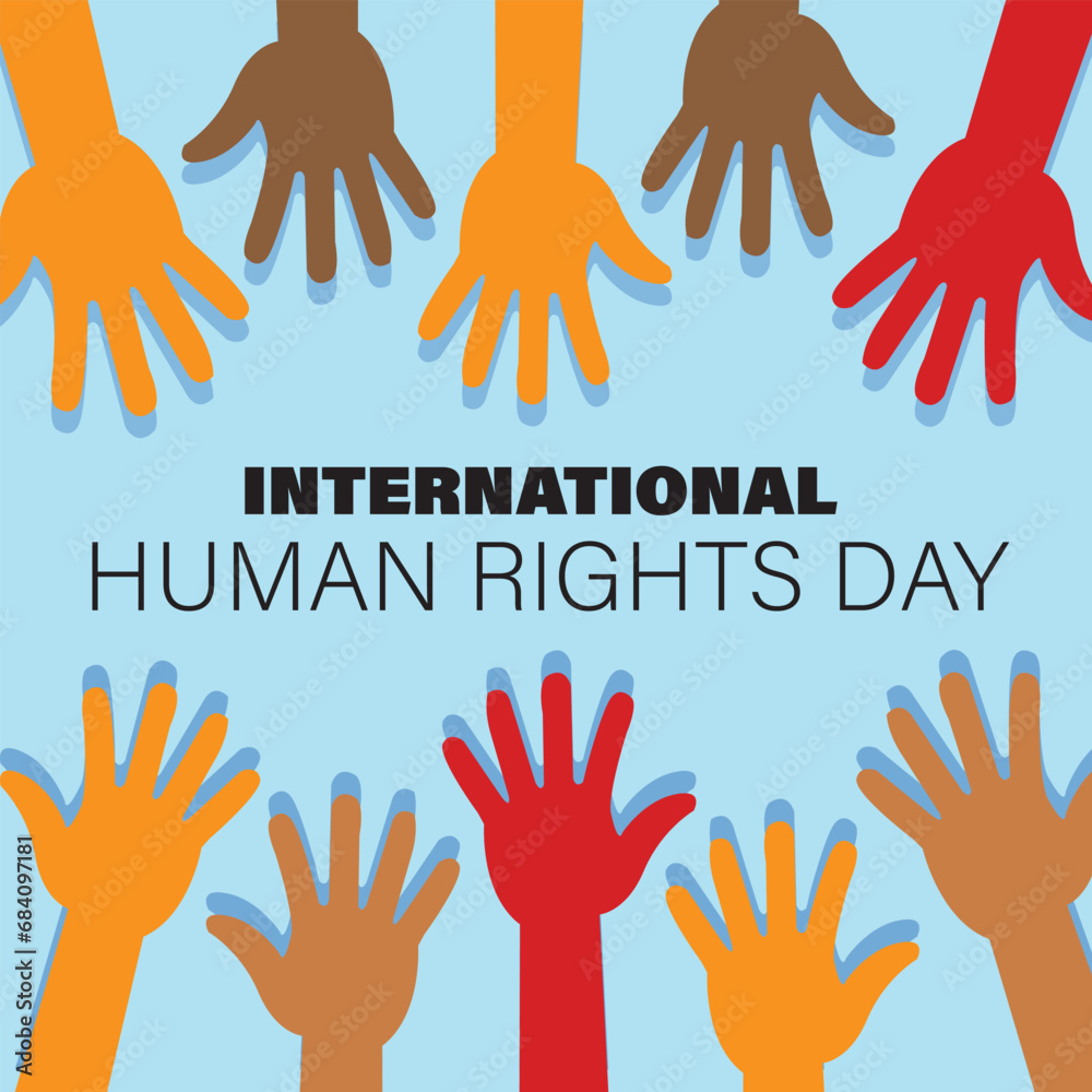 Human right day concept. International peace. Different skin colors ...