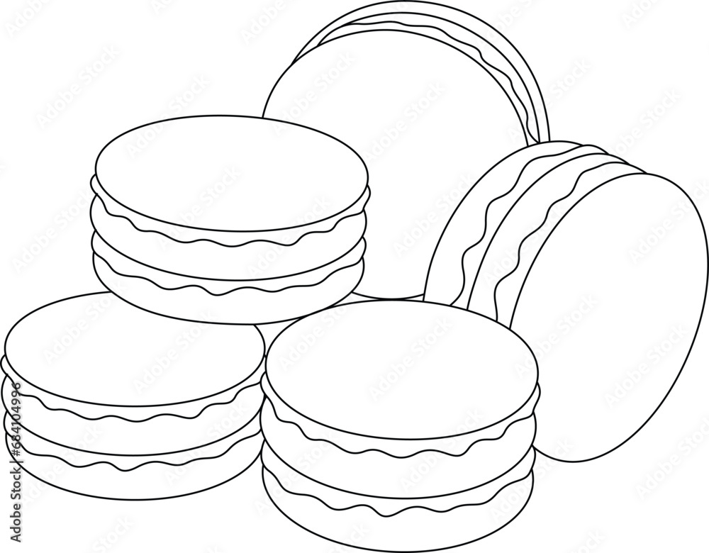 Vetor de Strawberry macaron coloring page for kids and adults. Food and ...