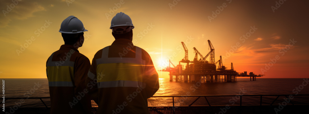 Scene of An operators group working and doing maintenance at Offshore ...
