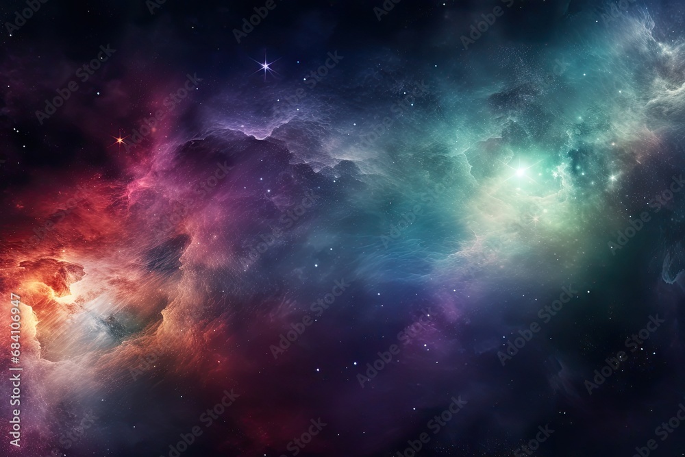 Vast cosmic expanse with interstellar clouds, radiant stars, and ...