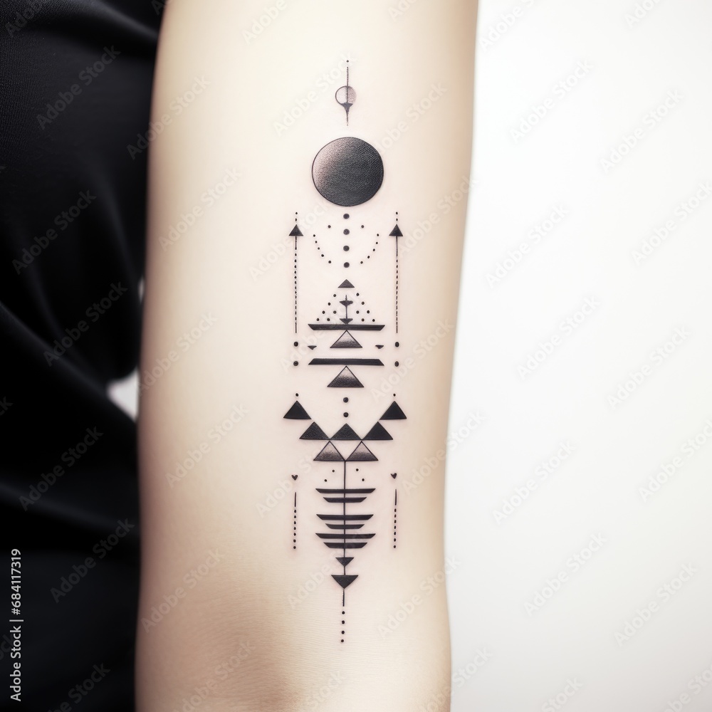 simple minimalism pattern tattoo on woman hand on white background ...