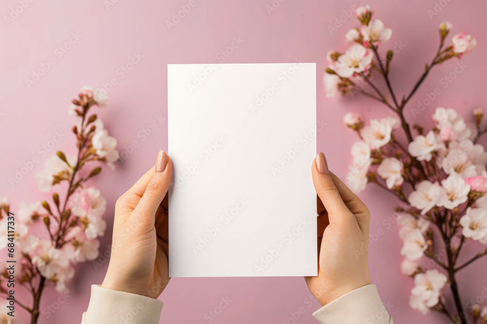 Blank Greeting Card Mockup With Hands Holding The Invitation Card ...