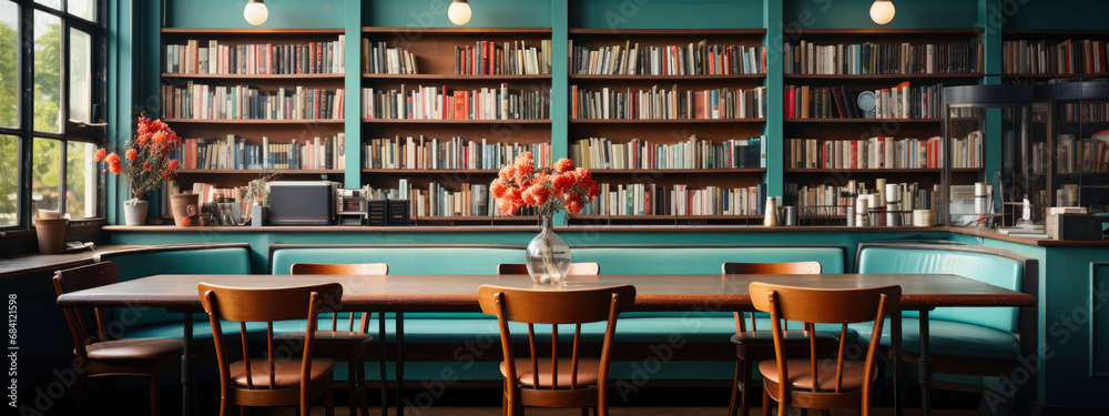 Third place style. cafe in bookstore. Hobby , learning and creative ...