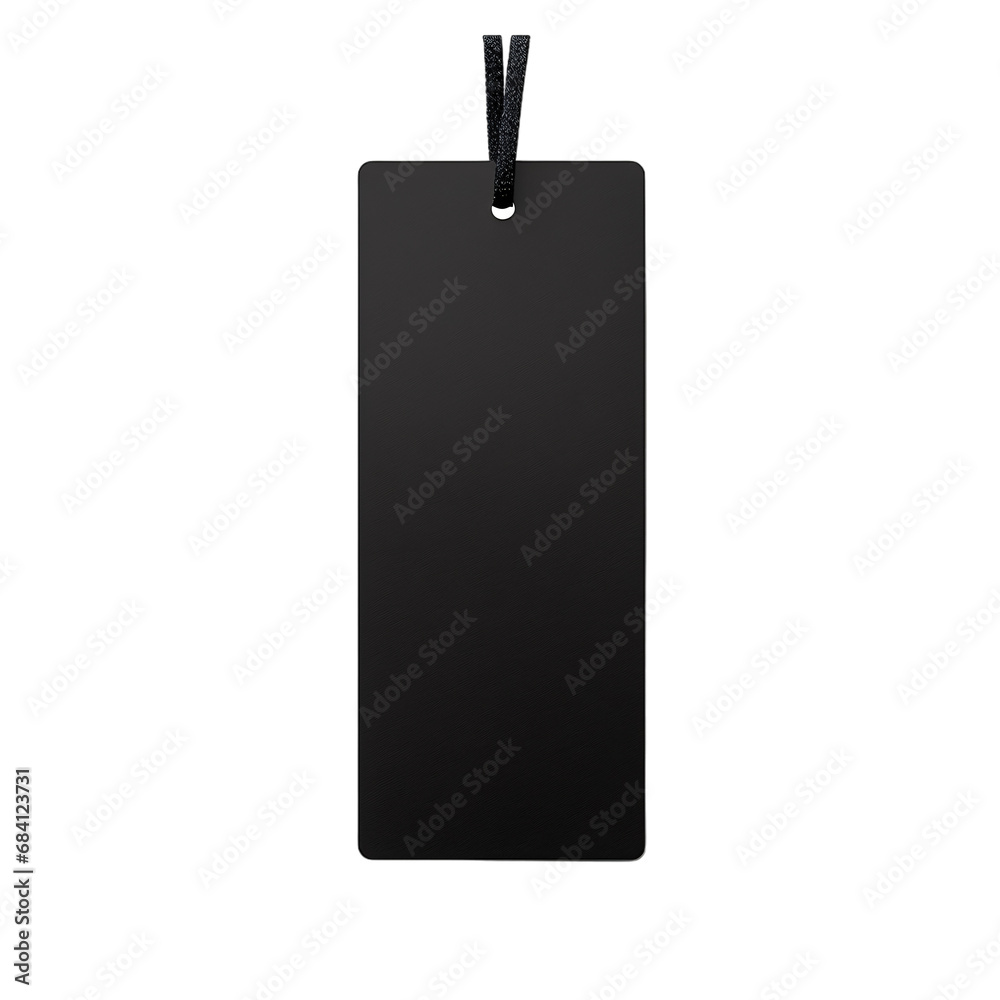 blank black price tag or bookmark with Twine Mockup isolated on a transparent background ...