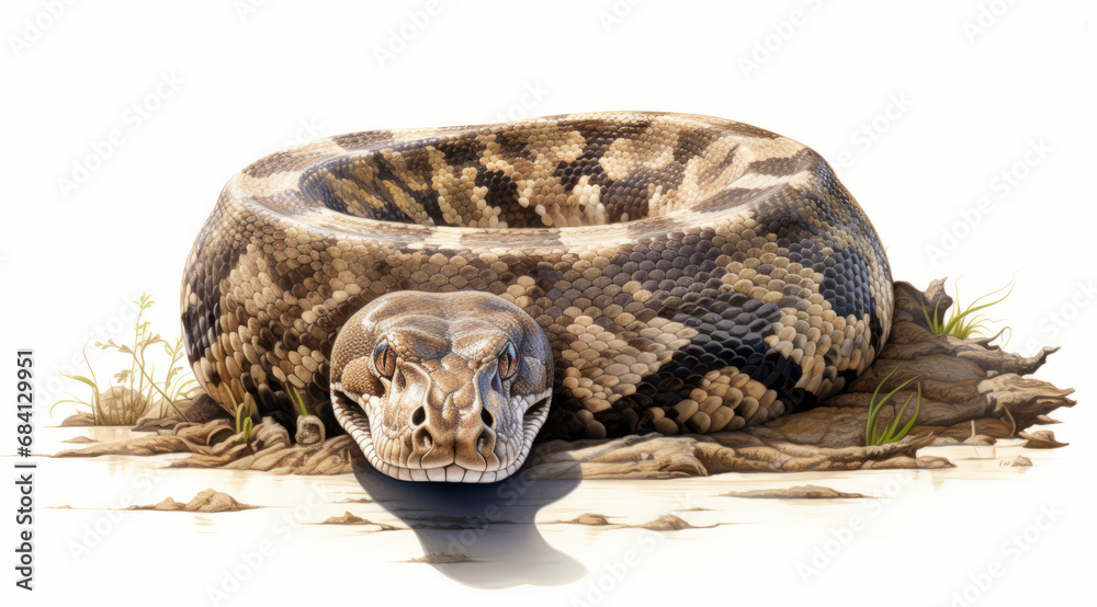 Realistic illustration of a boa constrictor with detailed brown scales ...