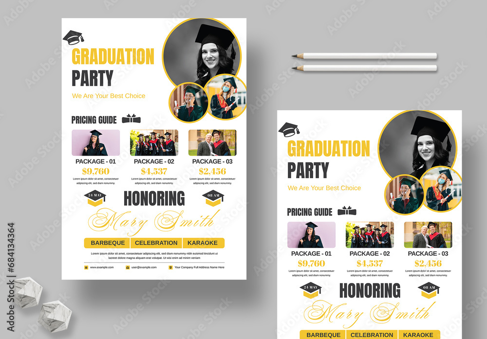 Happy Graduation Flyer Template Stock Template | Adobe Stock