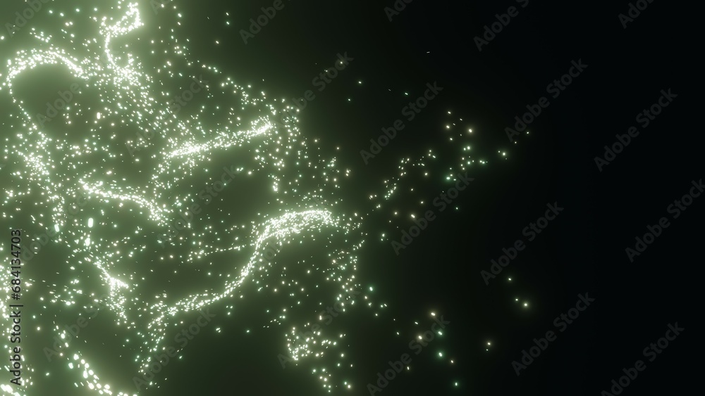 Abstract background with vortex particles. Dynamic wave in space with ...