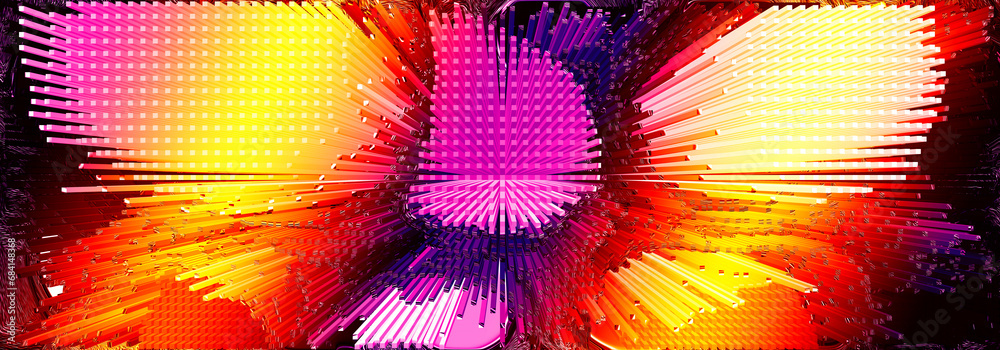 Tens of thousands of small squares are sprayed out from the inside ...