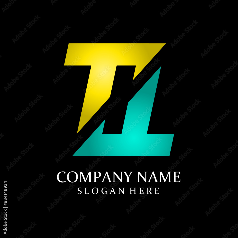 Gold and silver tt letter luxury logo design on simple black background ...