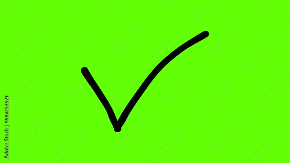 Animated handwritten check mark on the green screen background. Stock ...
