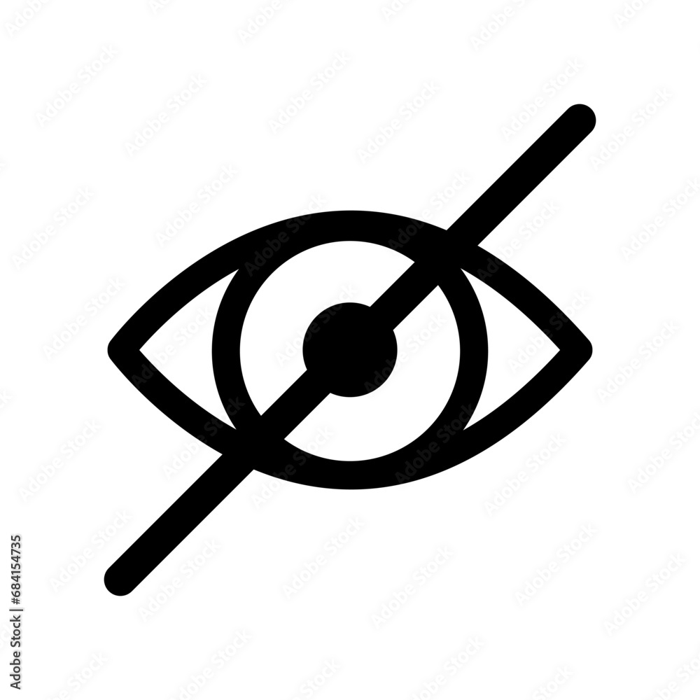 Blind people icon. No or low vision, blind eye line sign. Hidden eye ...