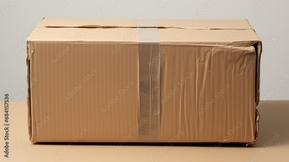 Worn-out cardboard box with rounded corners, fraying edges, and faded ...