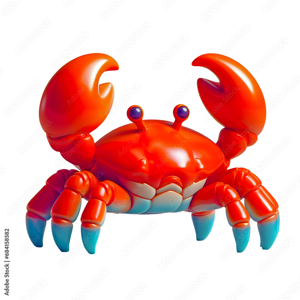 Cartoon crab 3d isolated on transparent background Stock Illustration ...
