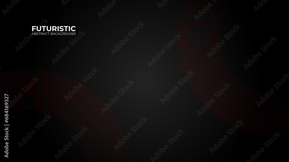 Abstract red circle line vector on dark background. Modern simple ...