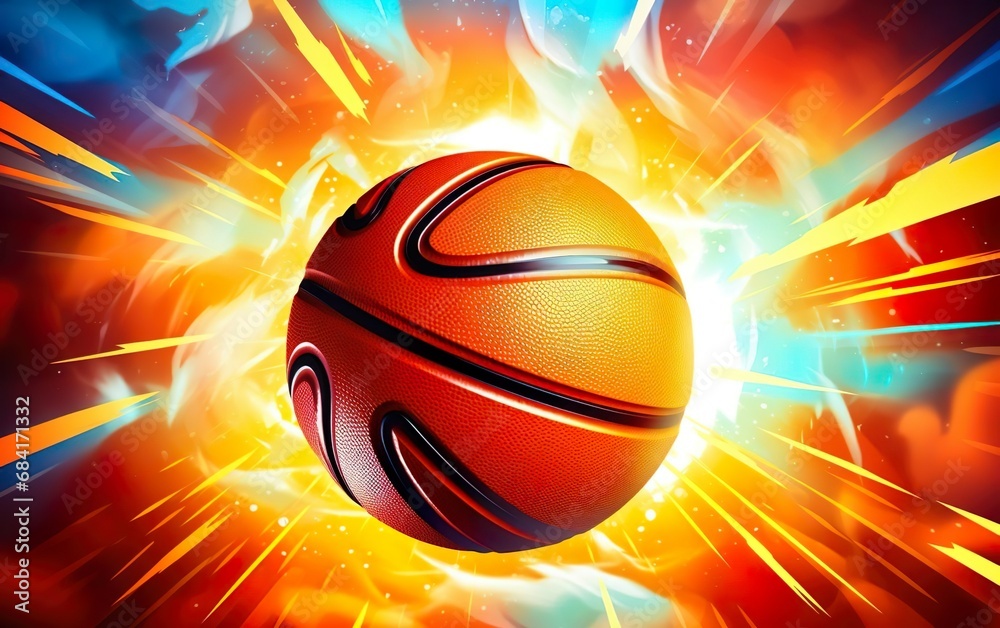 Moving orange basketball ball moving forward. Graphic poster. March ...