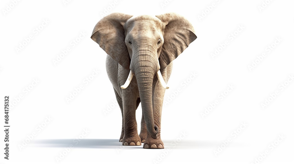 Adult elephant without tusks in cartoon style on white background ...