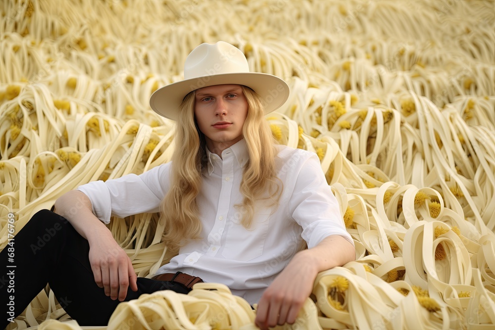 Serious, somber face expression of a young man. Grin, ironical smile on ...