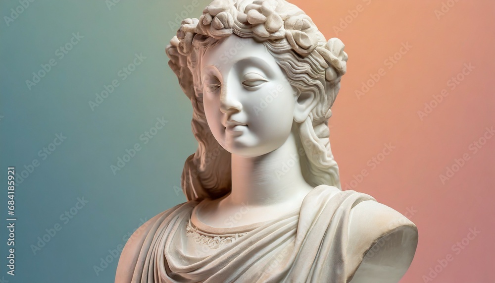 ancient greek antique sculpture of a woman goddess made in pastel ...