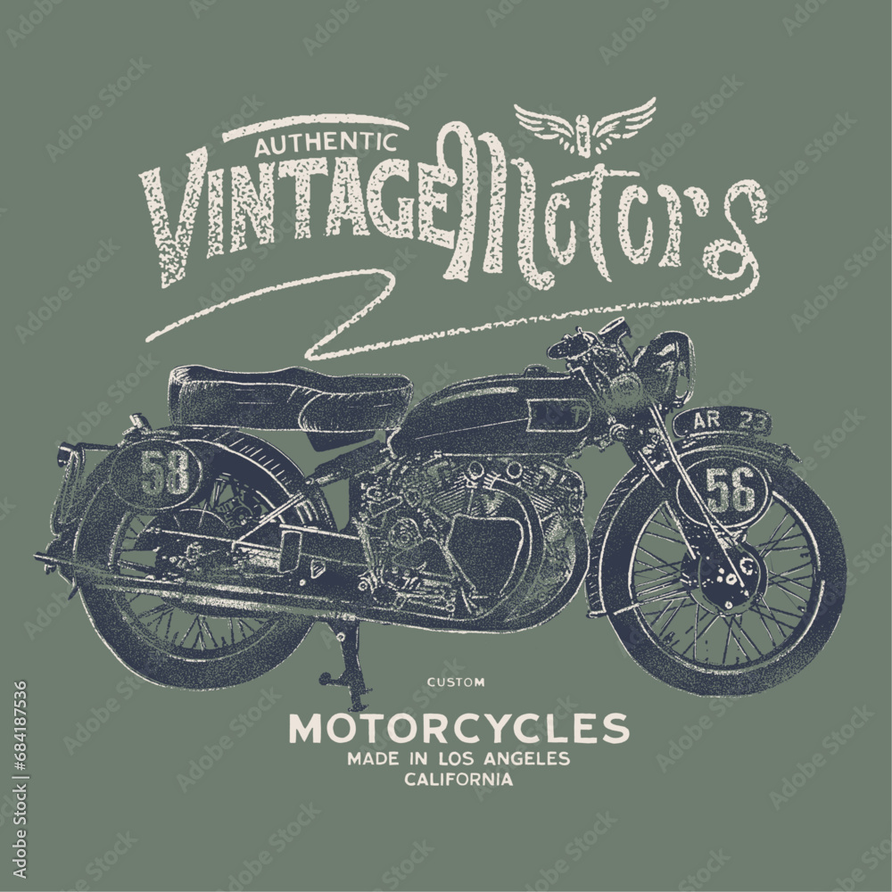 Authentic Vintage Motors Slogan for vintage motorcycle t shirt design ...