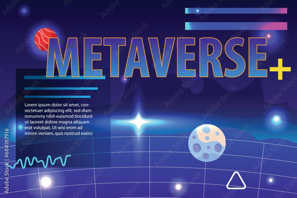 Vector metaverse technology background, another world Vr reality ...
