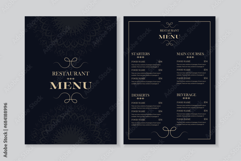 Luxury menu design simple style and modern layout Stock Vector | Adobe ...
