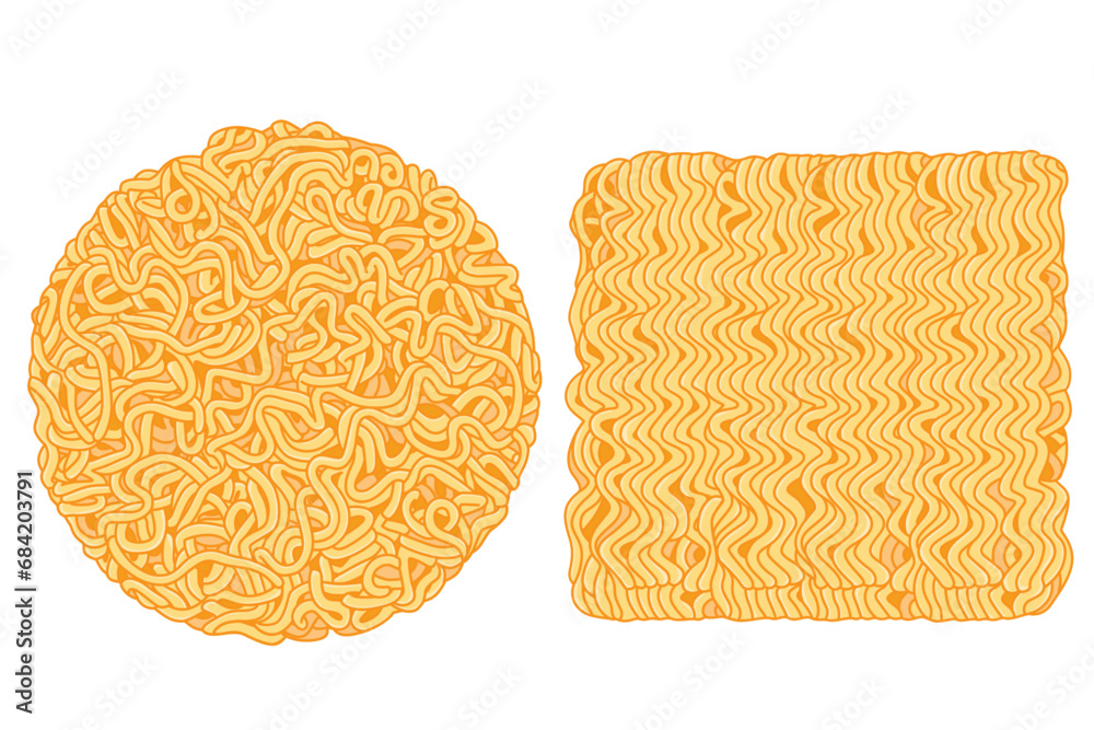 instant noodles cube isolated on white background, illustration ramen ...
