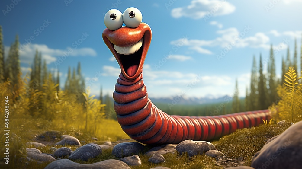 Cartoon worms. Creeping crawlers and bugs with smiling faces exact ...