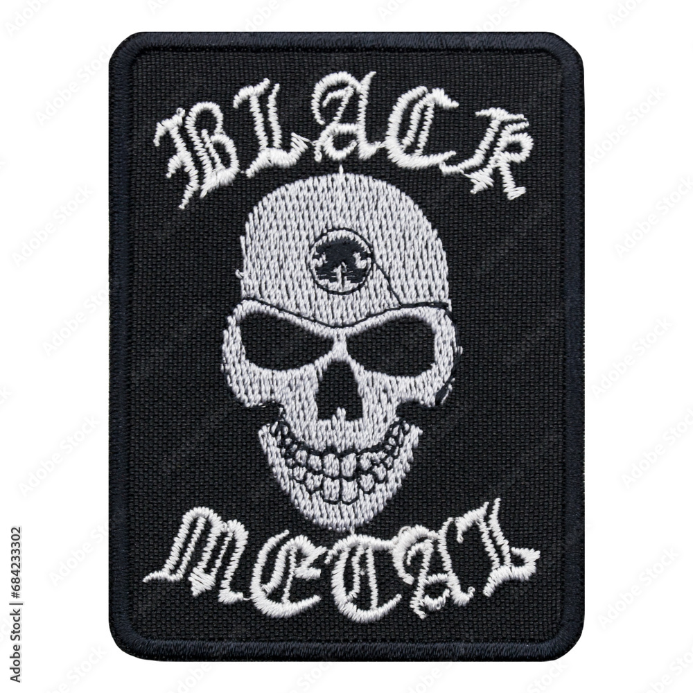 Black Metal embroidered patch. Skull Pentagram inverted cross Baphomet ...