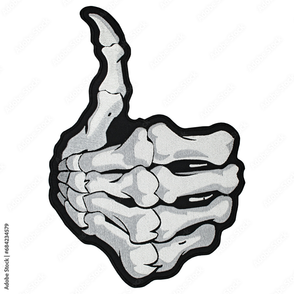 Embroidered patch skeleton hand with thumb up. Punk Rock Ska, Thrash ...