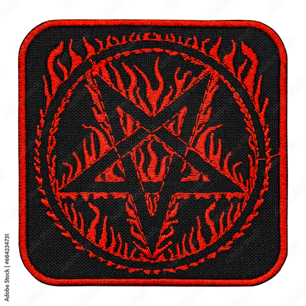 Embroidered patch pentagram, Baphomet. Occult symbolism. Satan Lilith 666 Devil. Accessory for ...