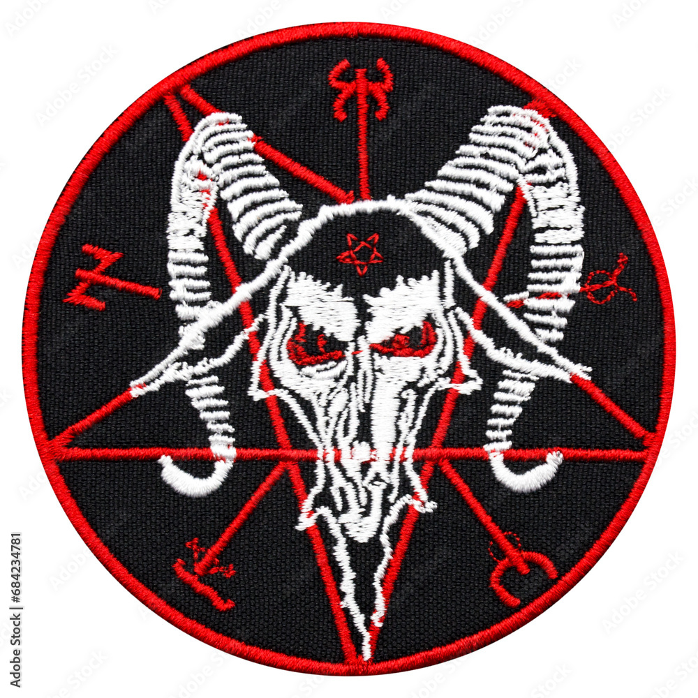 Embroidered patch pentagram, Baphomet. Occult symbolism. Satan Lilith 666 Devil. Accessory for ...