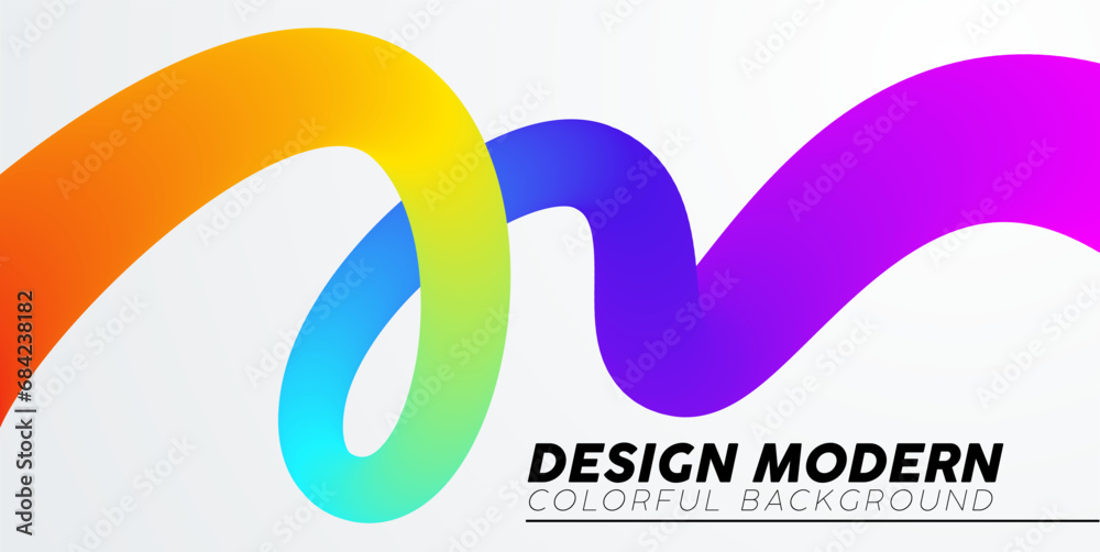 Wavy shape with colorful rainbow design modern background. Minimal ...