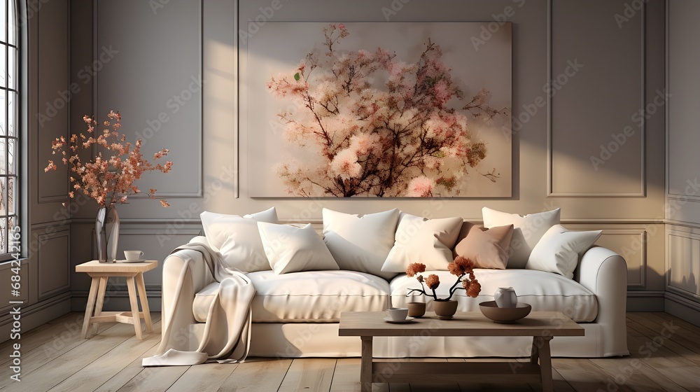 sadie's home couch cover in beige, in the style of vray tracing ...