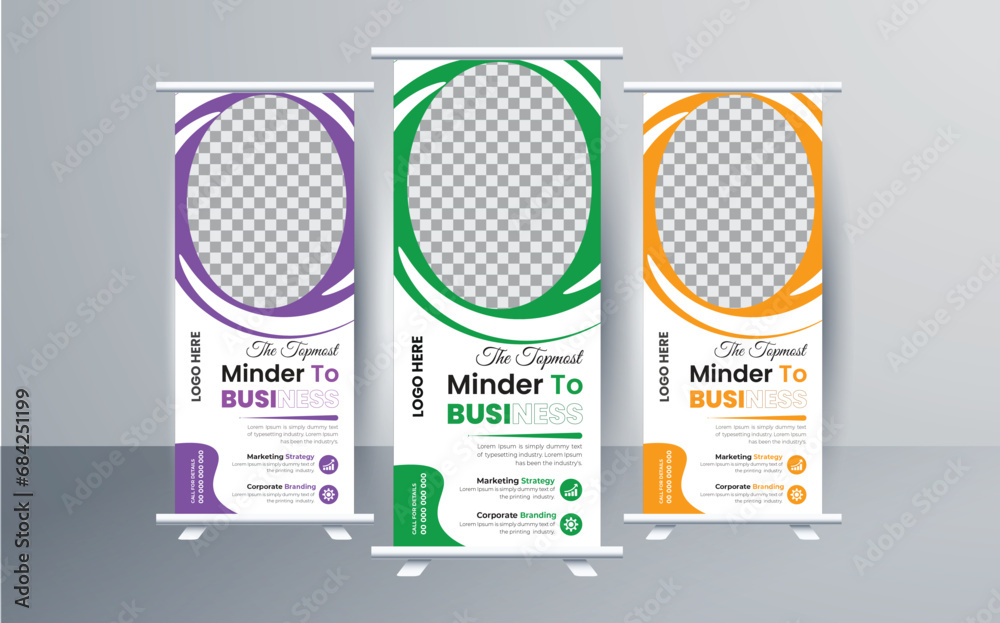 vector corporate polygonal roll up banner. Creative roll up banner ...