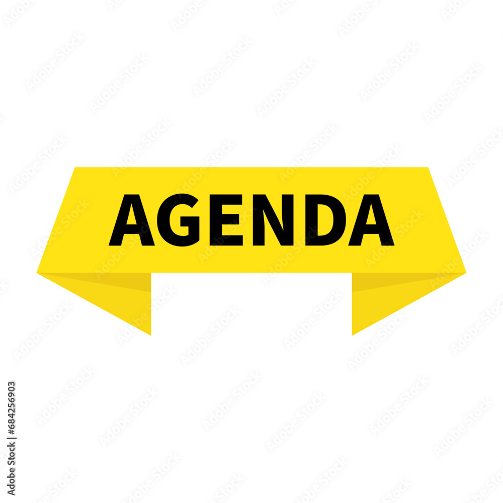 Agenda In Yellow Rectangle Ribbon Shape For Plan Business Marketing ...