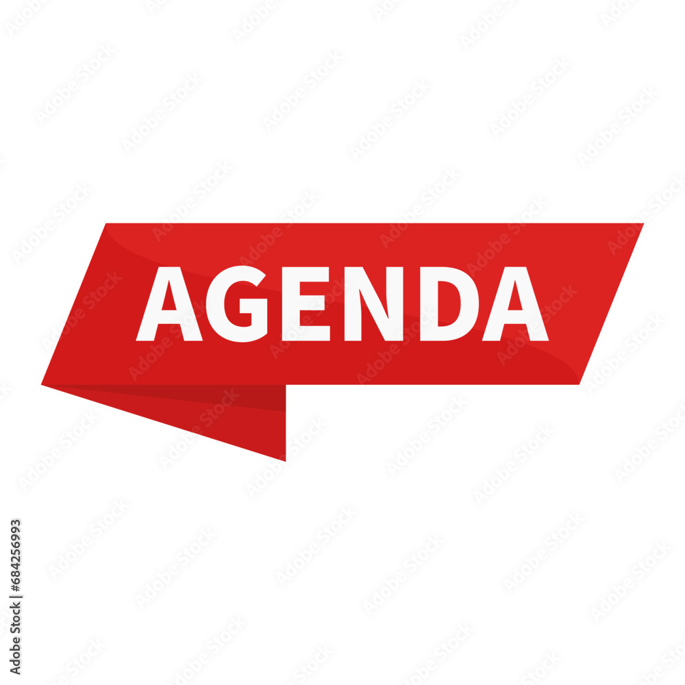 Agenda In Red Ribbon Rectangle Shape For Plan Business Marketing Stock ...
