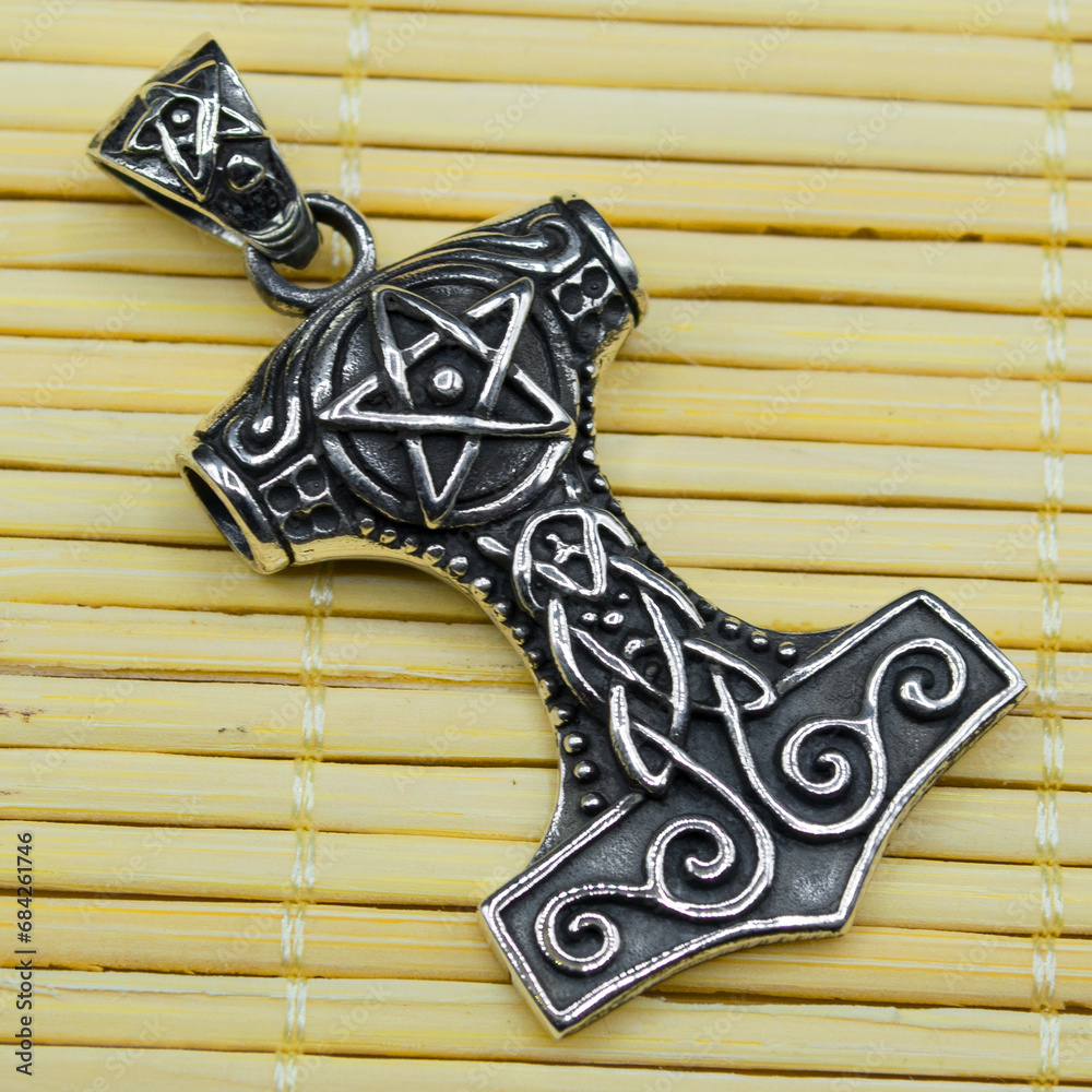 Silver Mjolnir pendant. Peruns ax. Pagan Style. Ancient amulet of ...